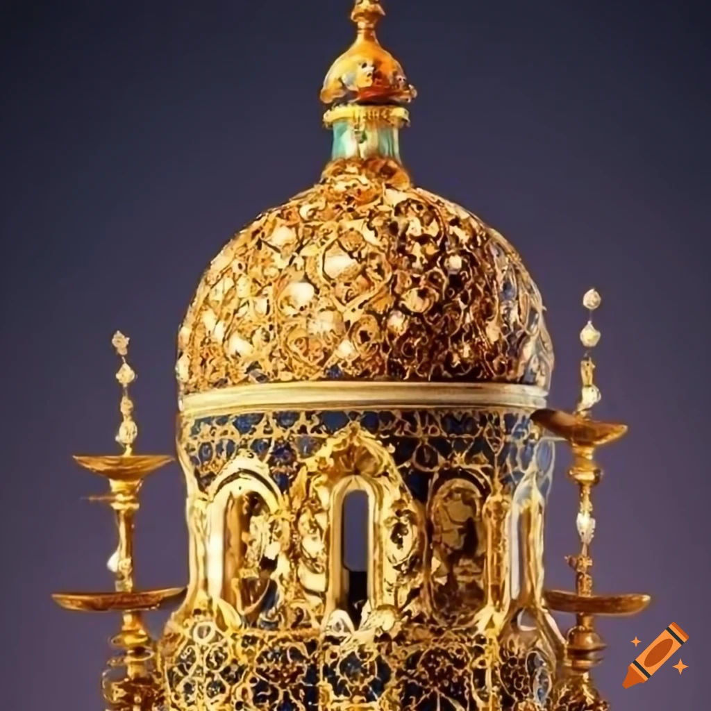 Marble and gold islamic art entrance altar on Craiyon