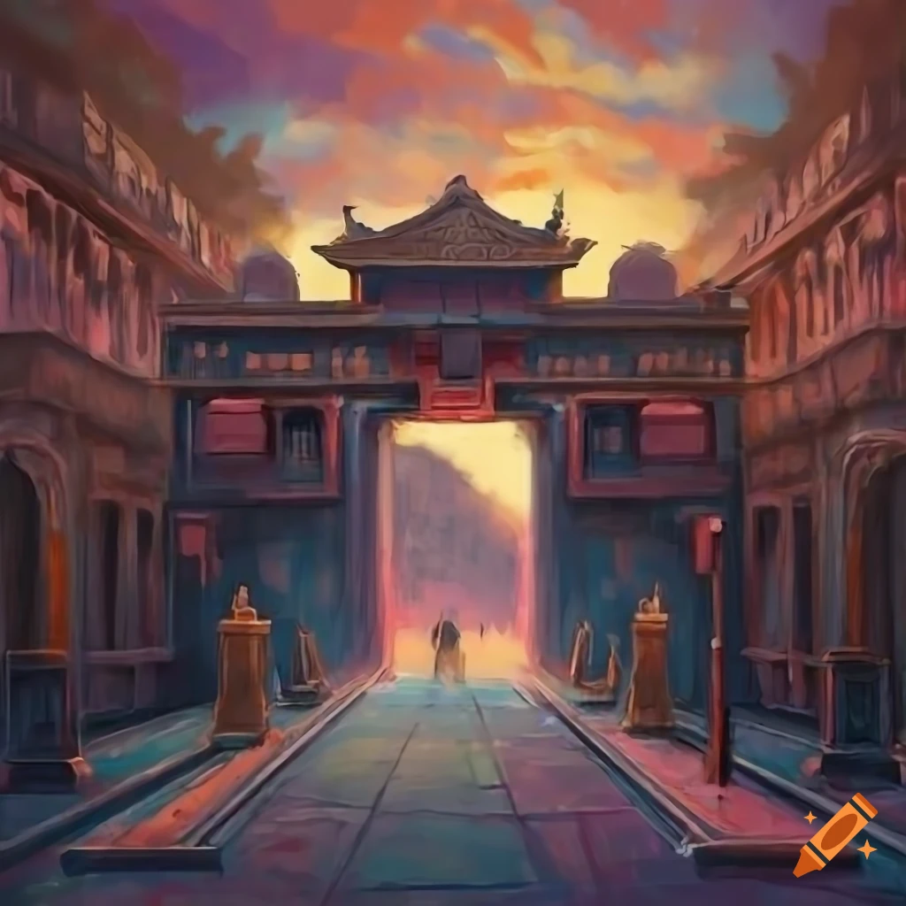 Digital painting of a mystical imperial gate in a fantasy setting on ...