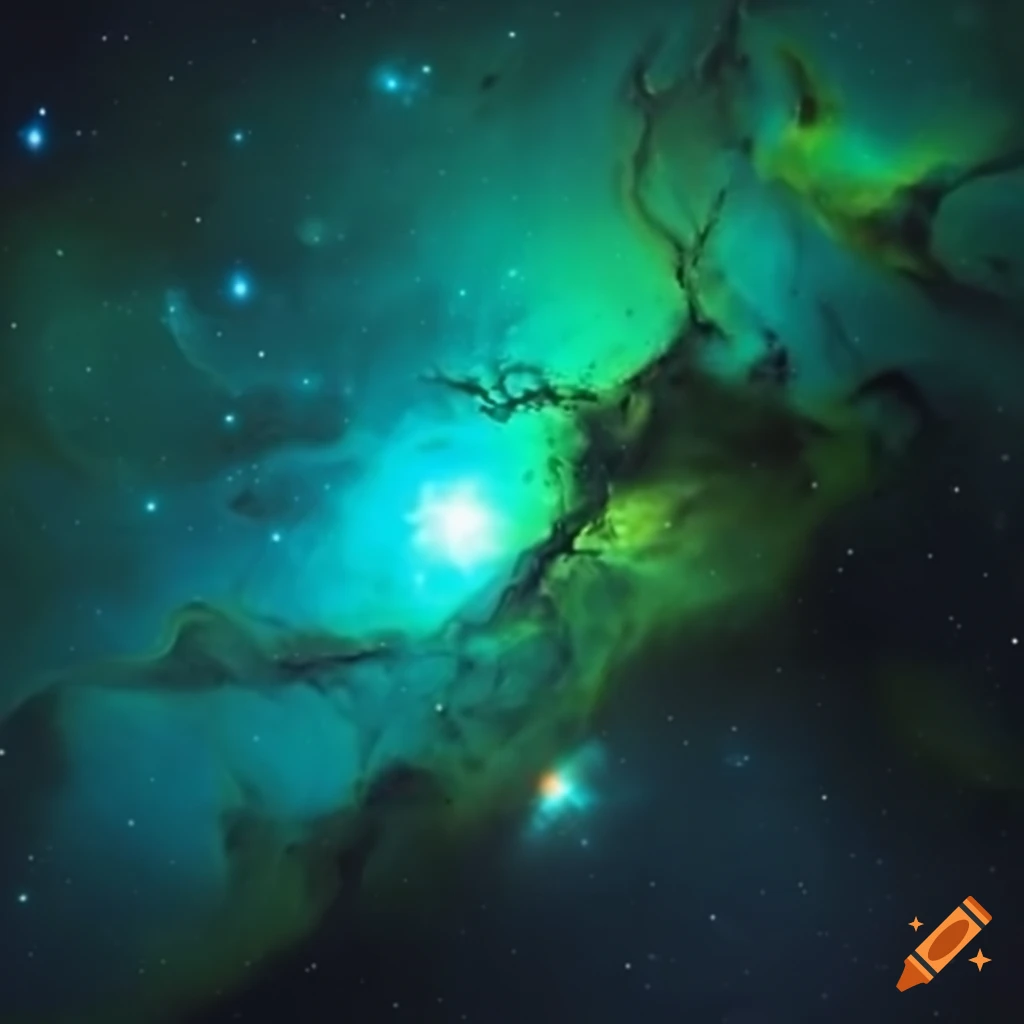 Abstract green deep space nebula on Craiyon