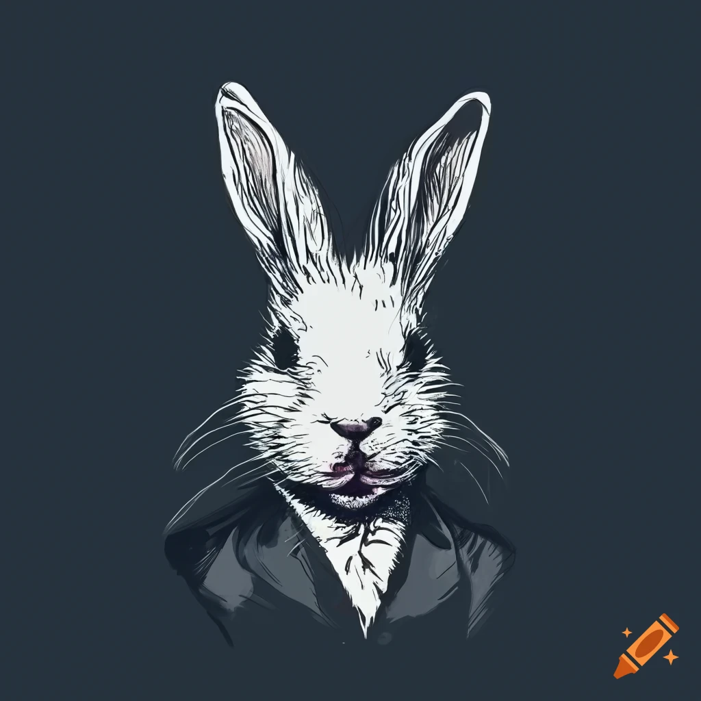 Portrait of a bunny rabbit in a black suit on Craiyon