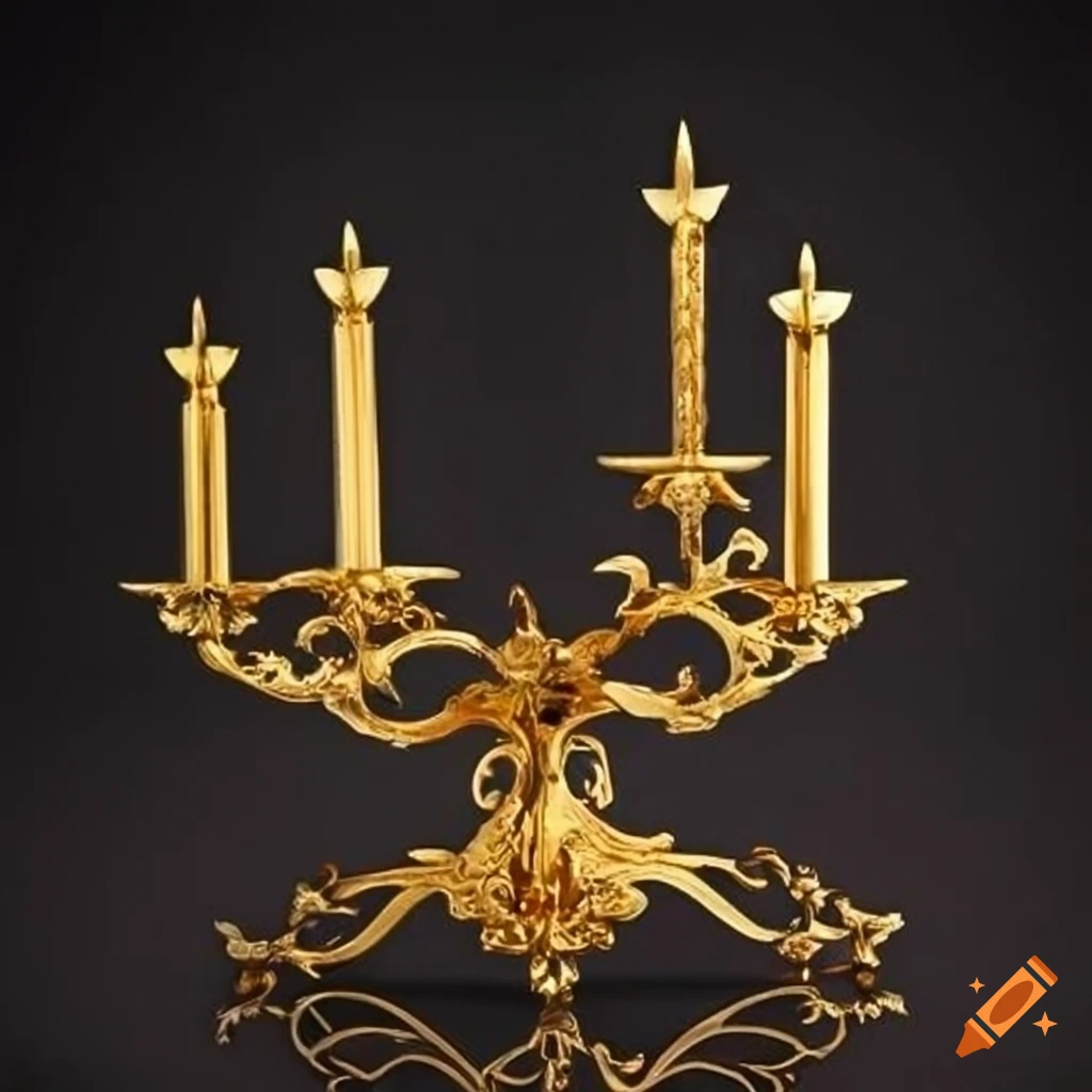 Decorative candelabrum with gold ornaments on Craiyon