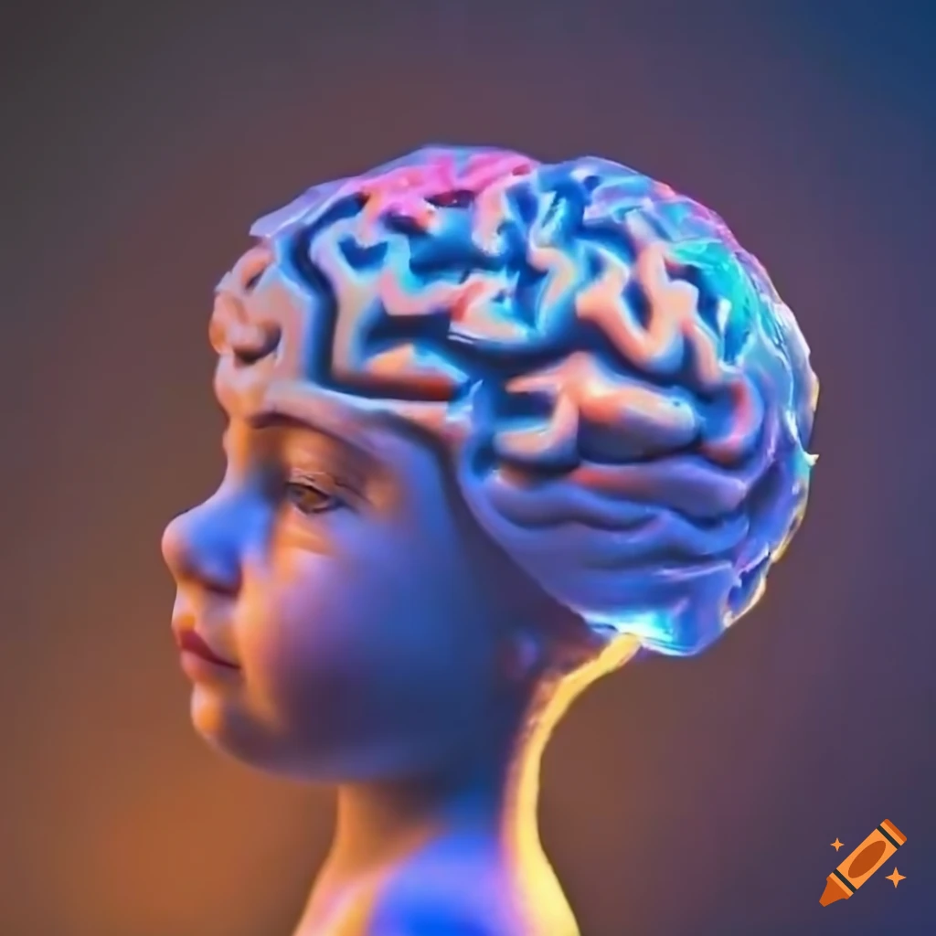 Close-up of neural connections in a young girl's brain on Craiyon