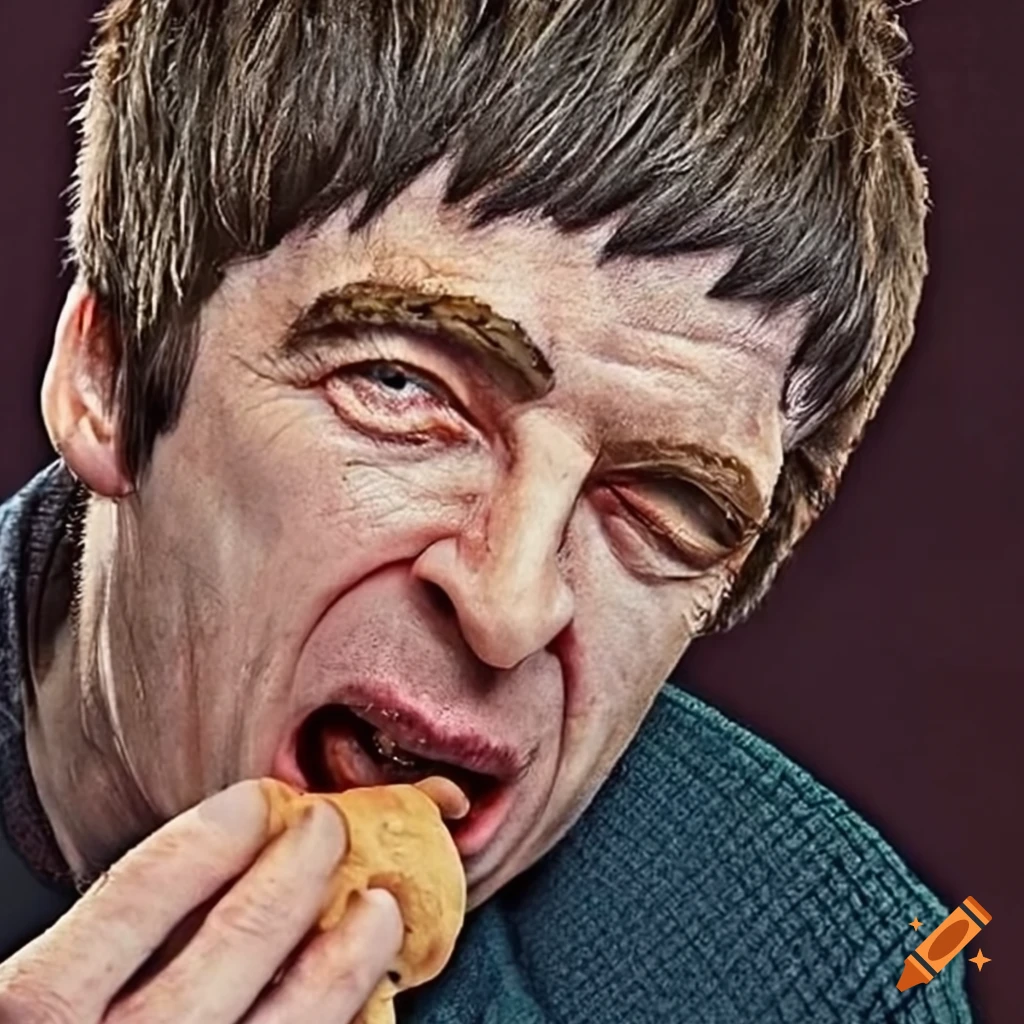 Noel gallagher eating a cookie