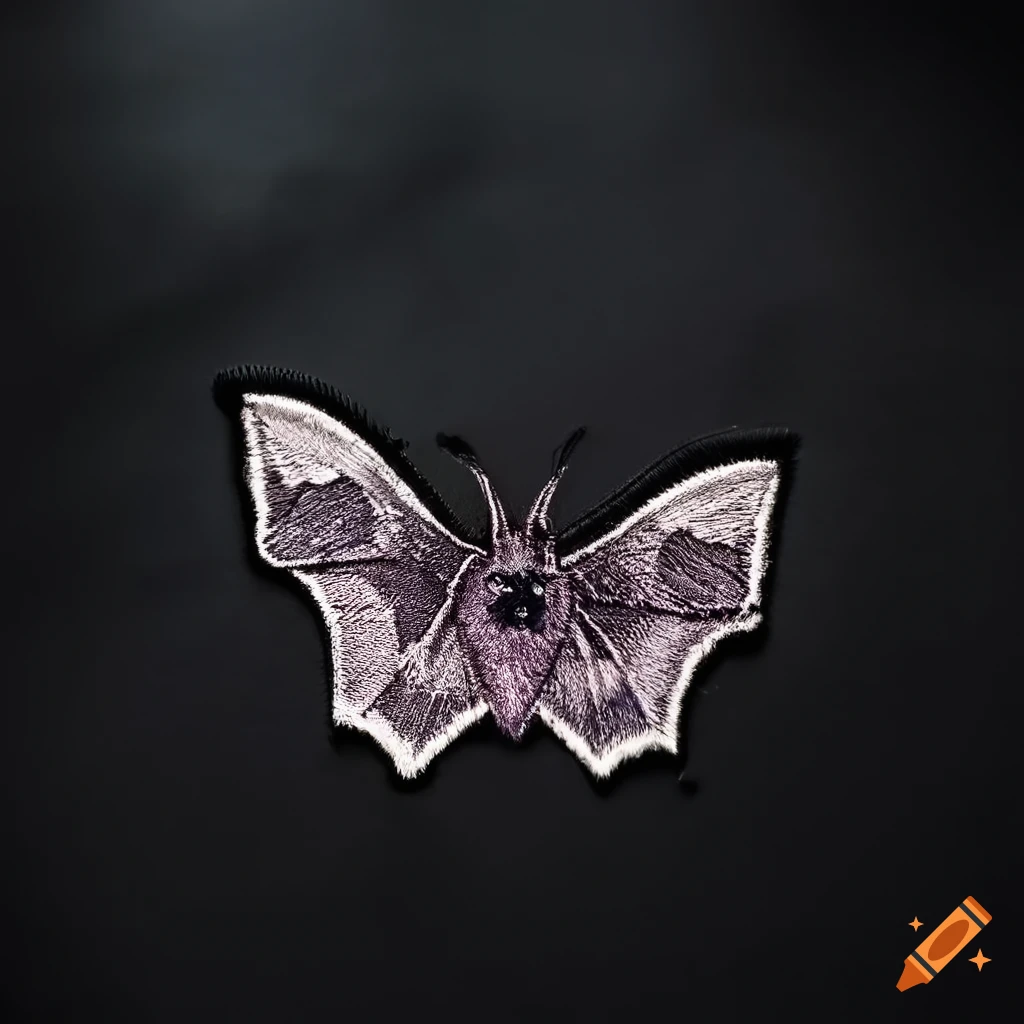 Noir graphic design patch with a moth