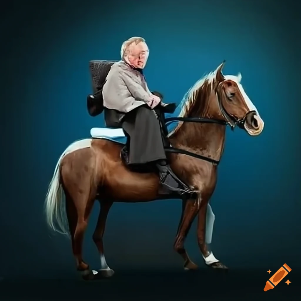 Stephen hawking riding a horse on Craiyon
