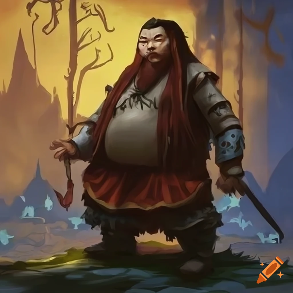 Fantasy artwork of an eastern asian dwarf male in ancient chinese clothing