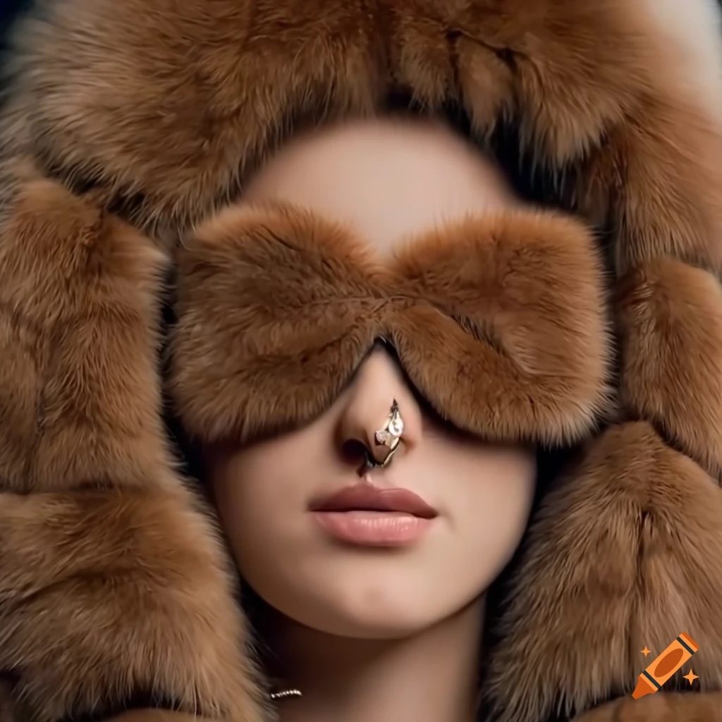Woman with fur coat and nose septum ring on Craiyon