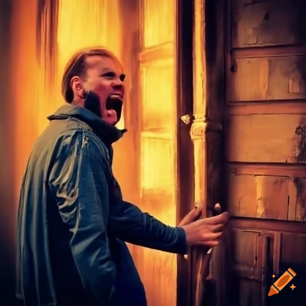 Man yelling outside a house