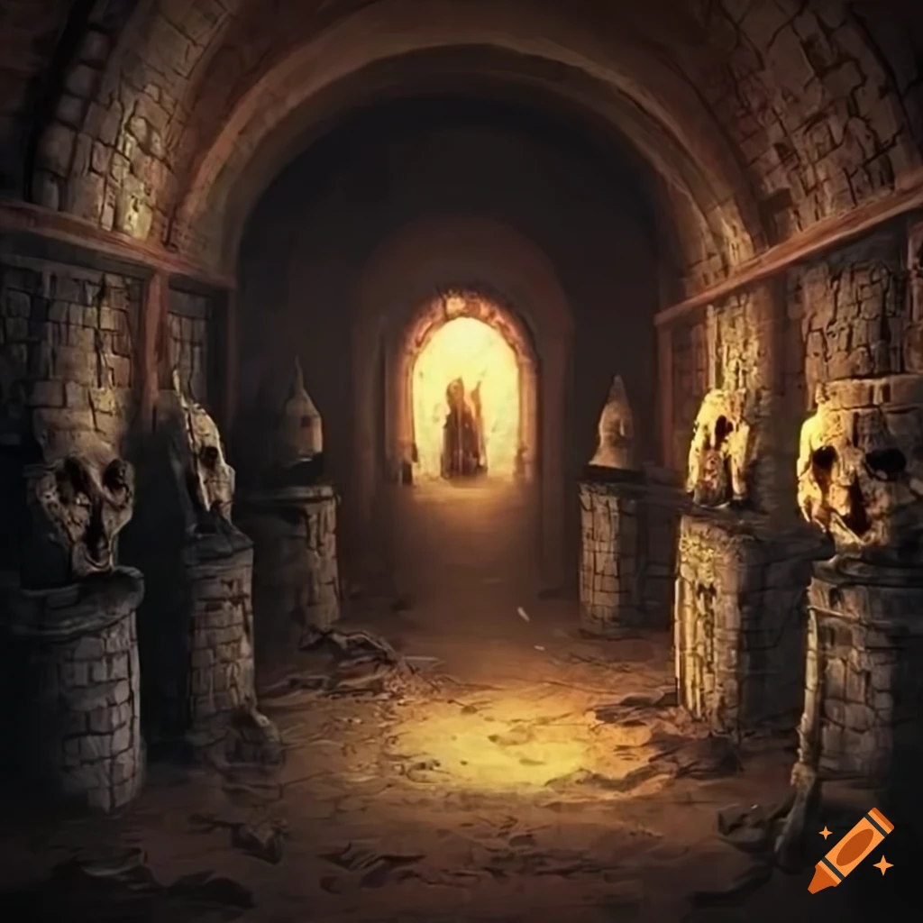 High quality concept art of a dimly lit dungeon on Craiyon
