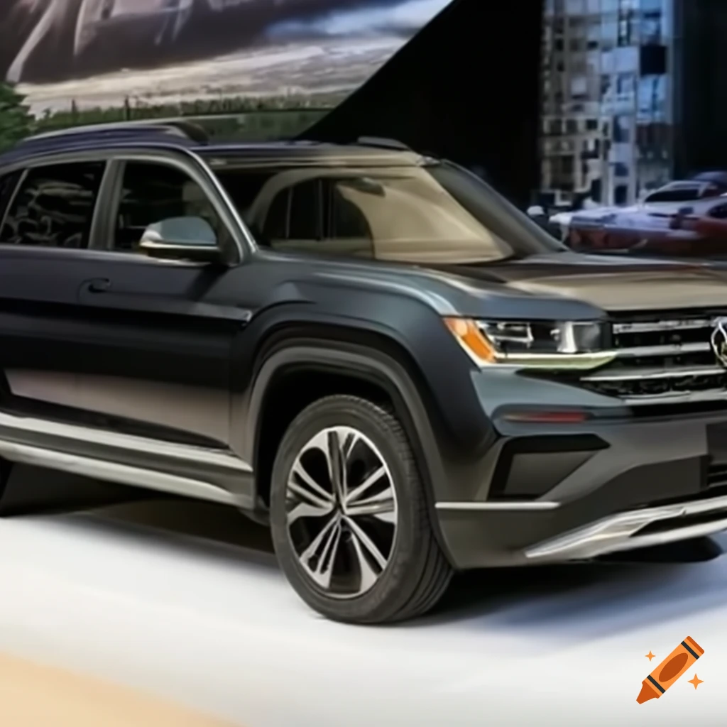 High definition image of a volkswagen atlas in downtown on Craiyon