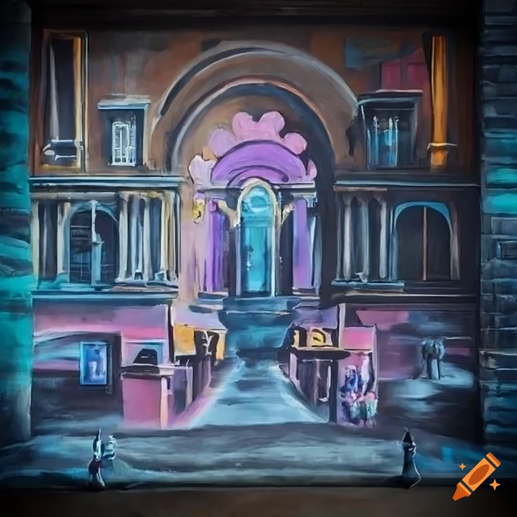 Chalk mural illustrating the concept of temperance on Craiyon