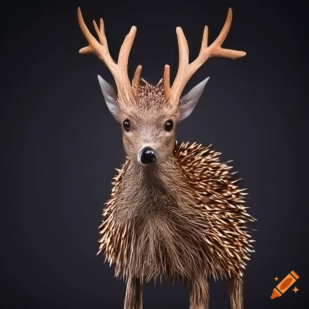 Hybrid creature with hedgehog and deer features