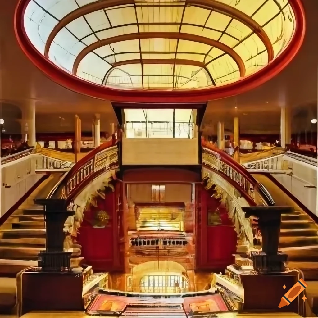 Interior of the main lobby of the ss citadel cruise ship on Craiyon