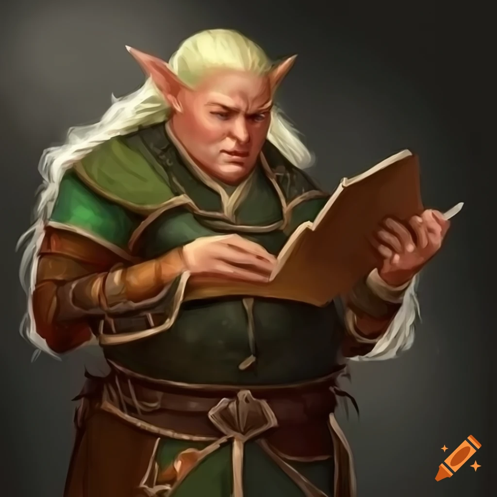 Image of a fantasy elf reading a scroll on Craiyon