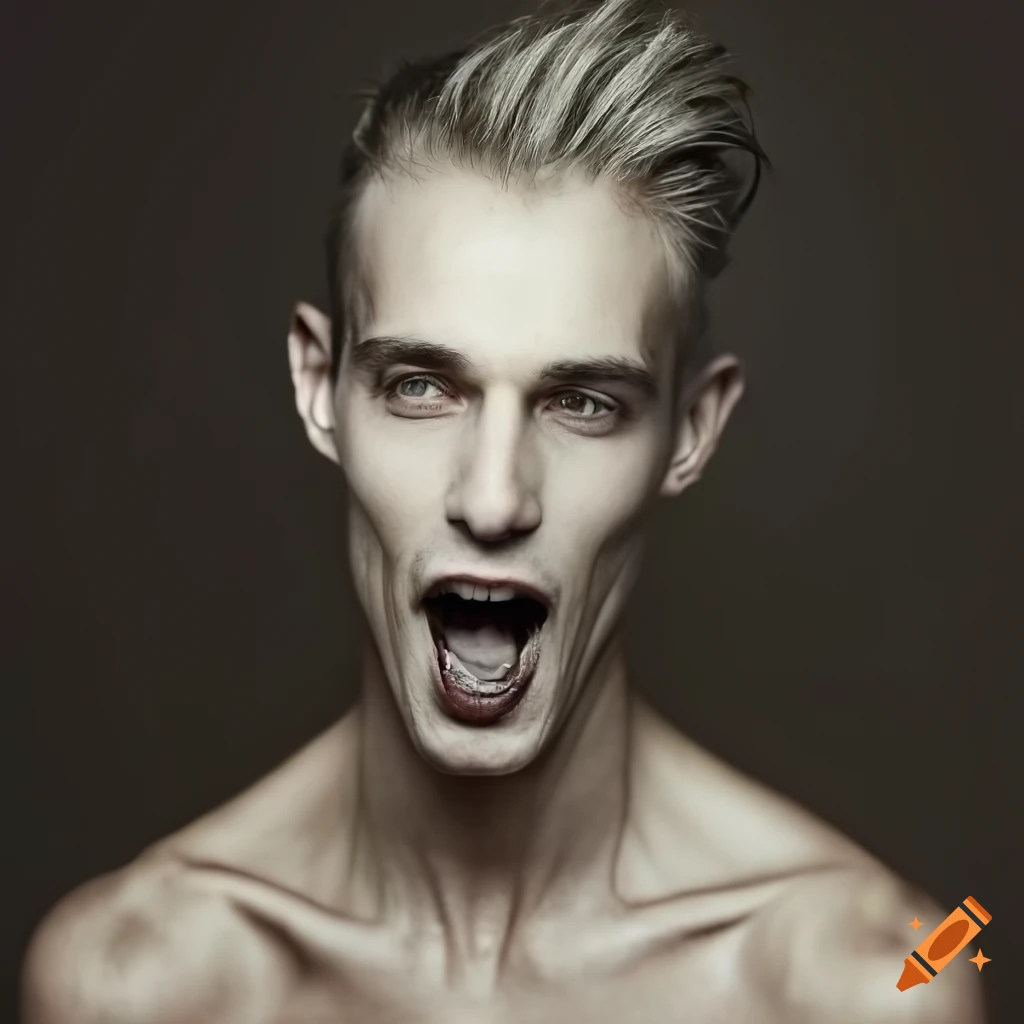 Attractive man with horns and fangs