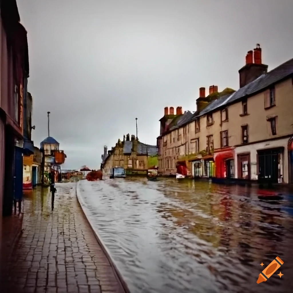 Renoir-style painting of Montrose Scotland on a rainy day on Craiyon