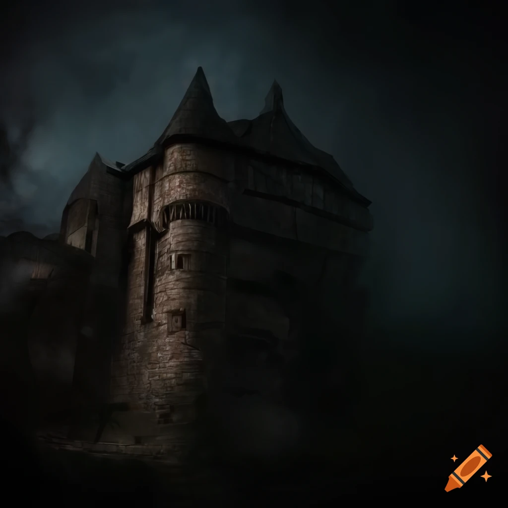 Realistic medieval building in a grimy atmosphere