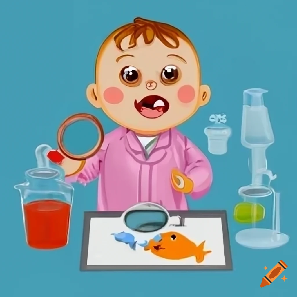Cartoon baby in a food laboratory on Craiyon