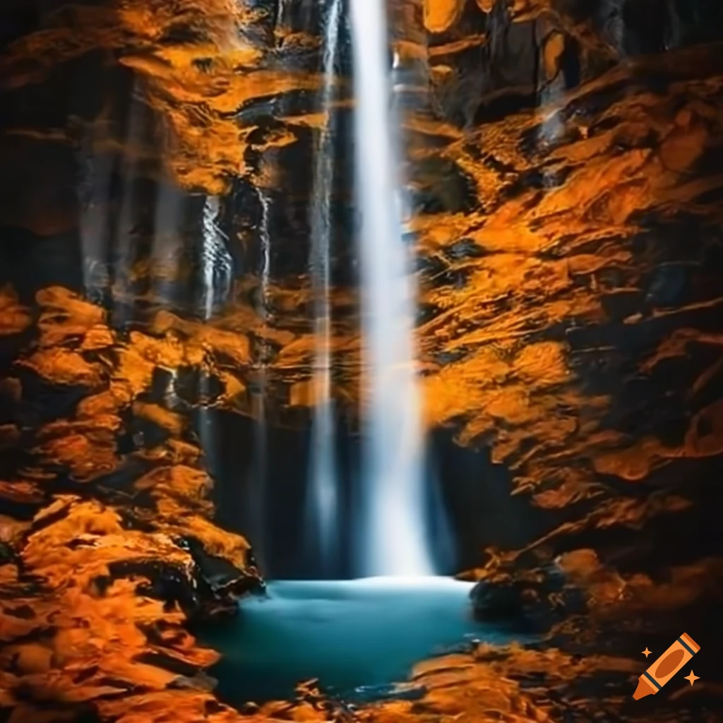 Picture of a black and orange waterfall on Craiyon