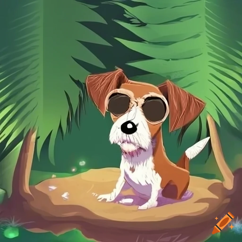 Dog sitting under a palm tree on the beach on Craiyon