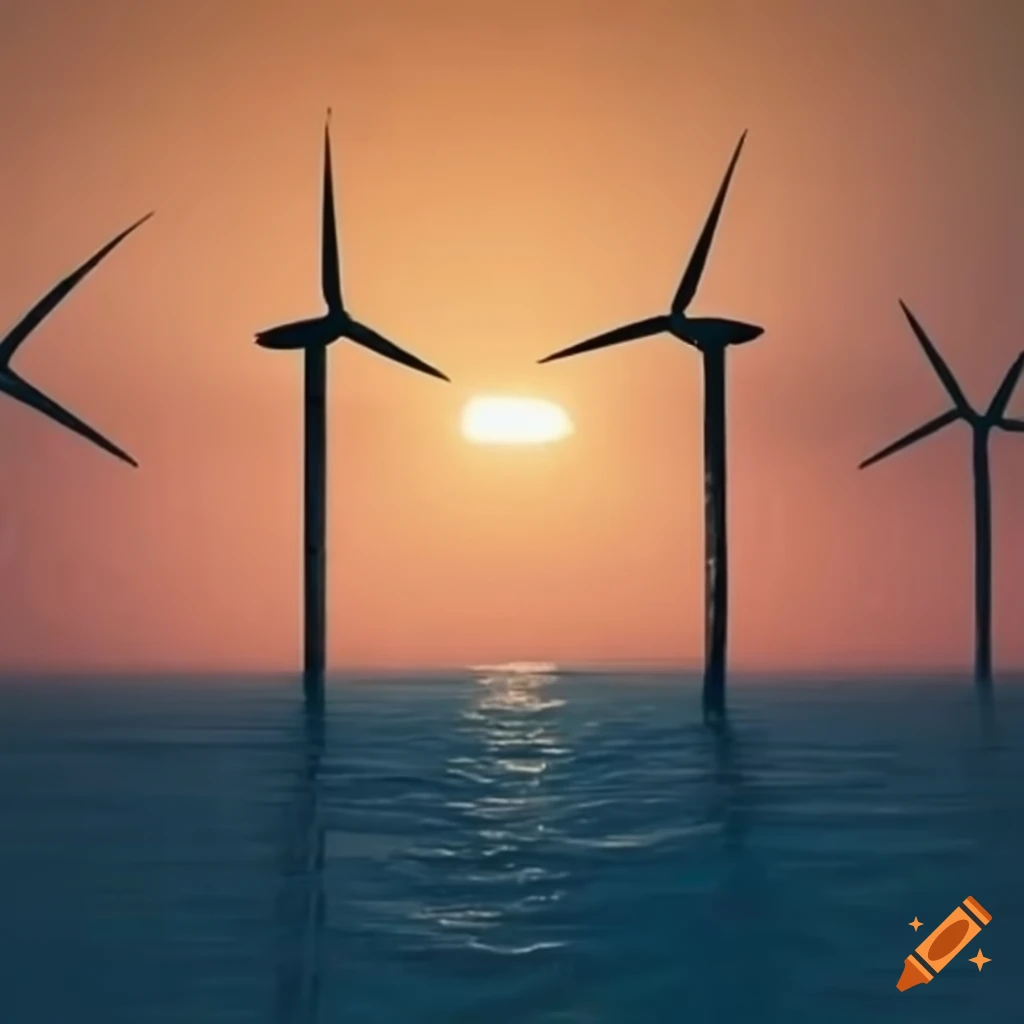 Illustration of four men working together on renewable energy on Craiyon