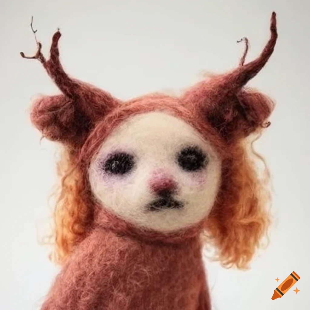 Formal felted wool creatures dressed in lovely clothing on Craiyon