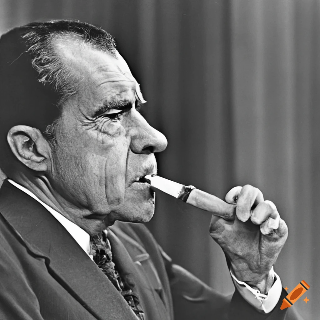 Richard nixon smoking a cigar on Craiyon