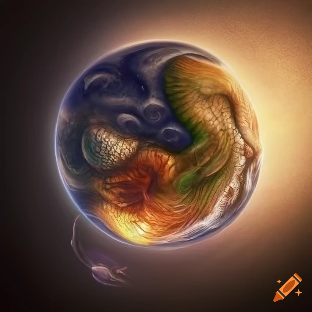 Artwork of earth embraced by mythical creatures on Craiyon