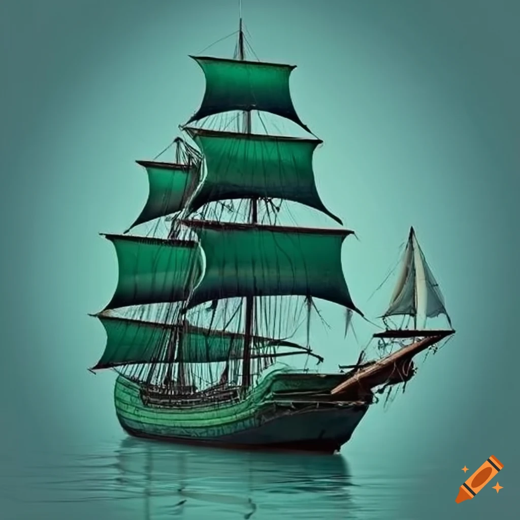 Colonialism depiction with ships and trees in america on Craiyon