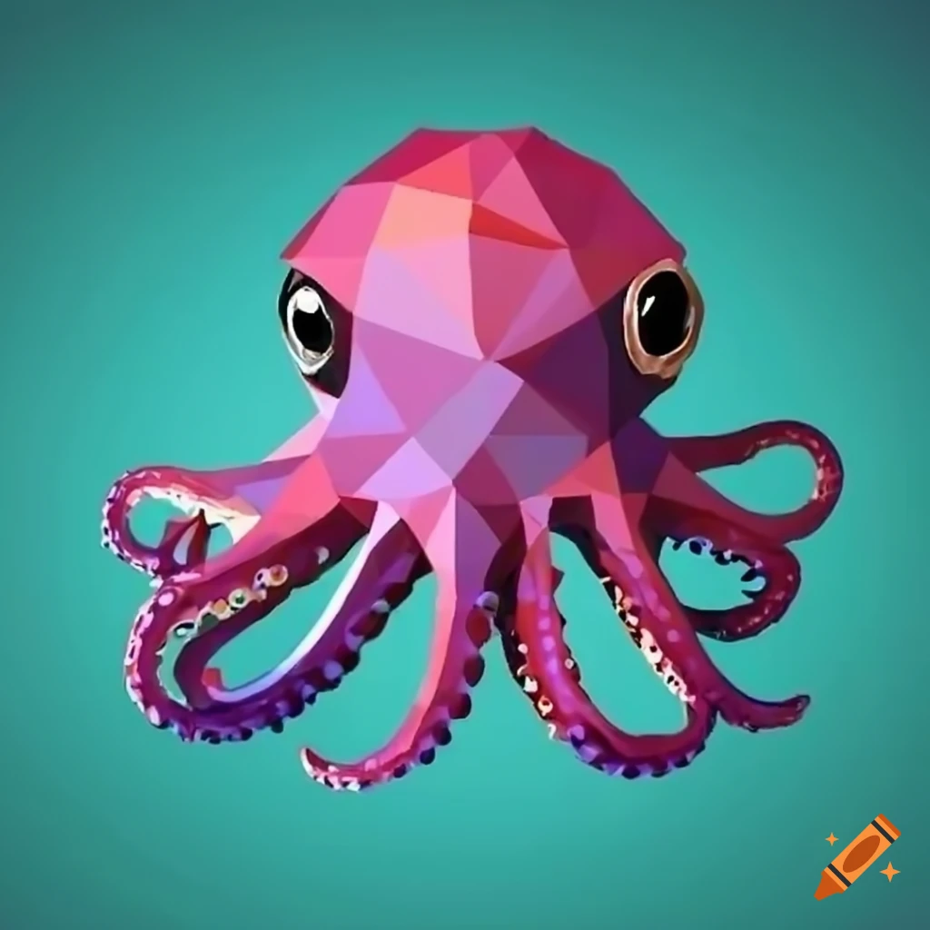 3d polygon octopus artwork on Craiyon