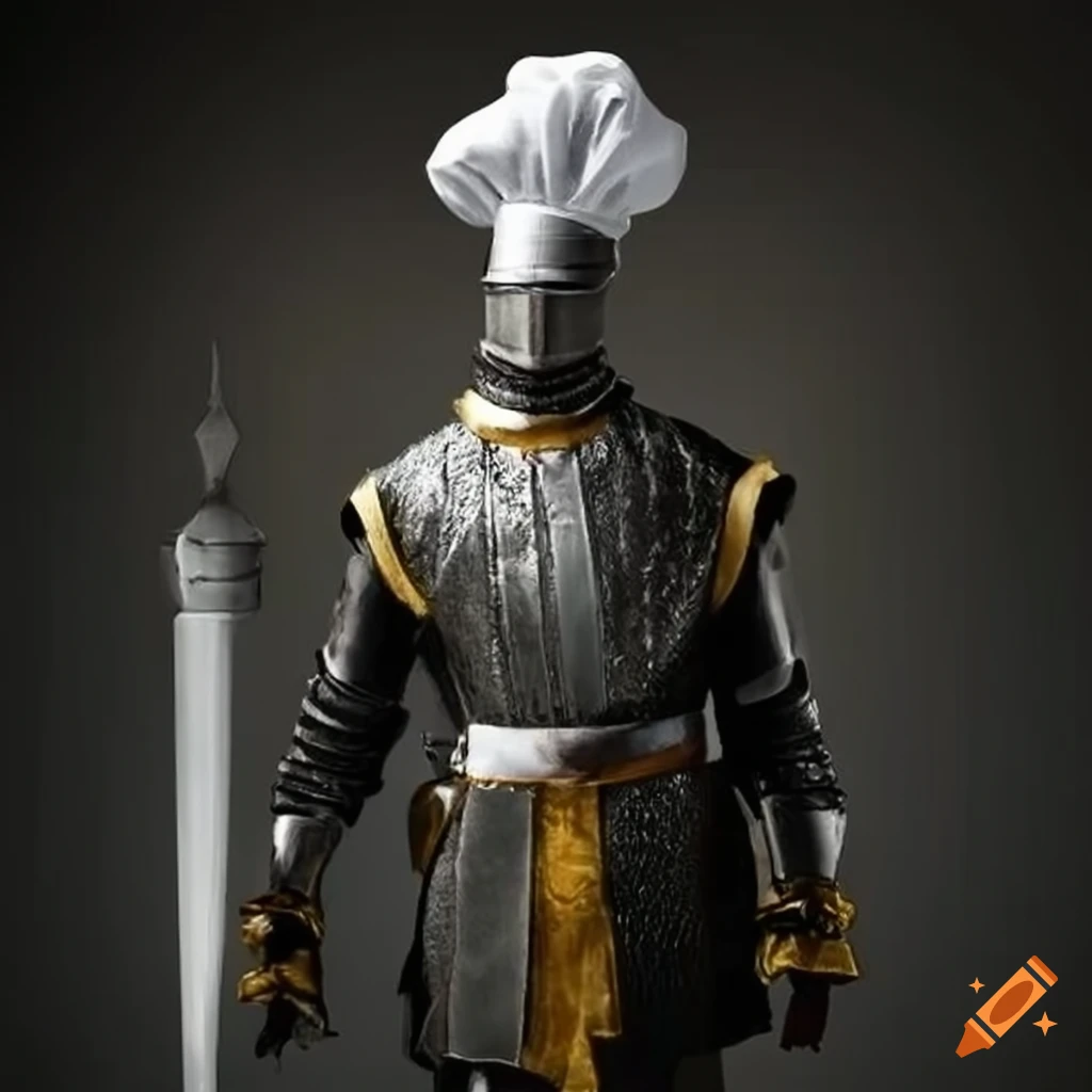 Knight wearing a chef's hat