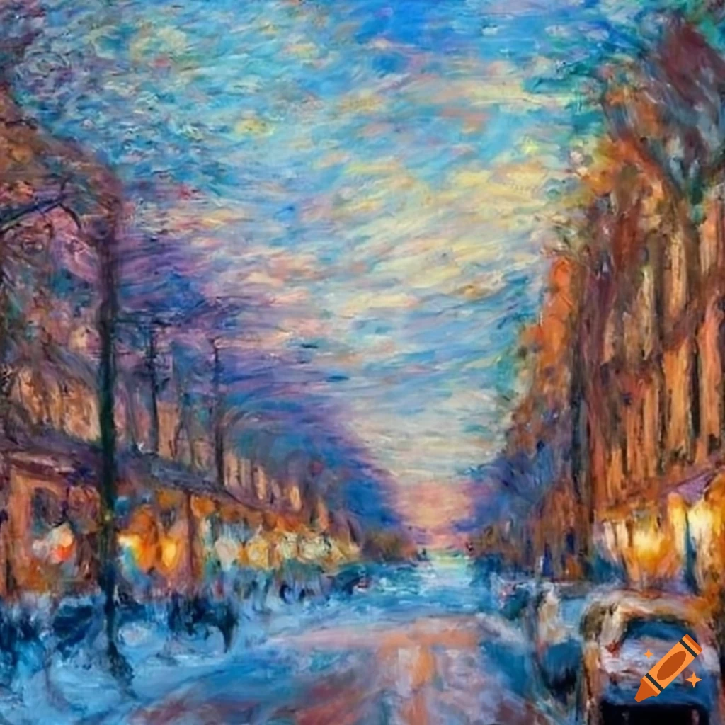 Impressionist style painting of a building in acrylic on Craiyon
