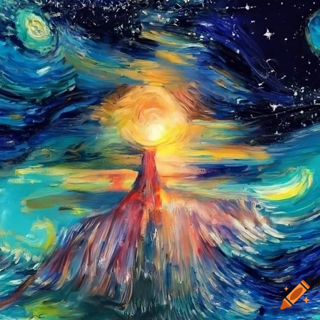 Abstract surrealism painting with sun, sky, and diamonds on Craiyon