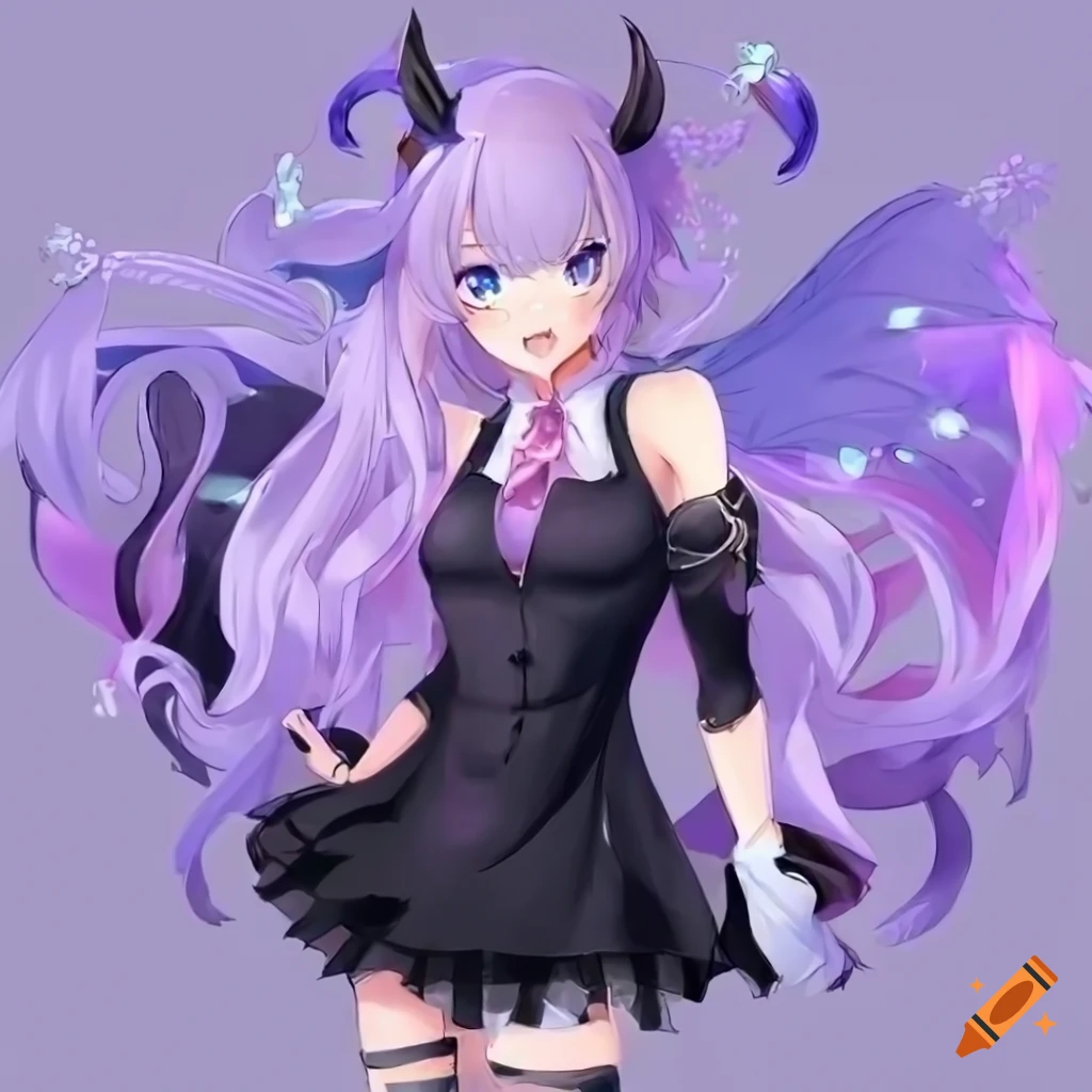 Detailed illustration of an ethereal anime girl with lavender hair and ...