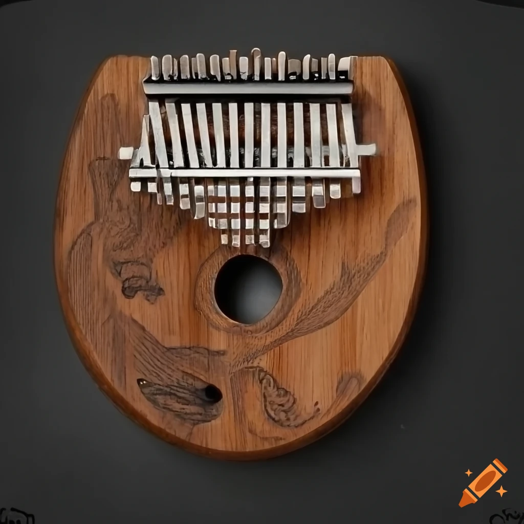 Handcrafted kalimba with a fish design on Craiyon