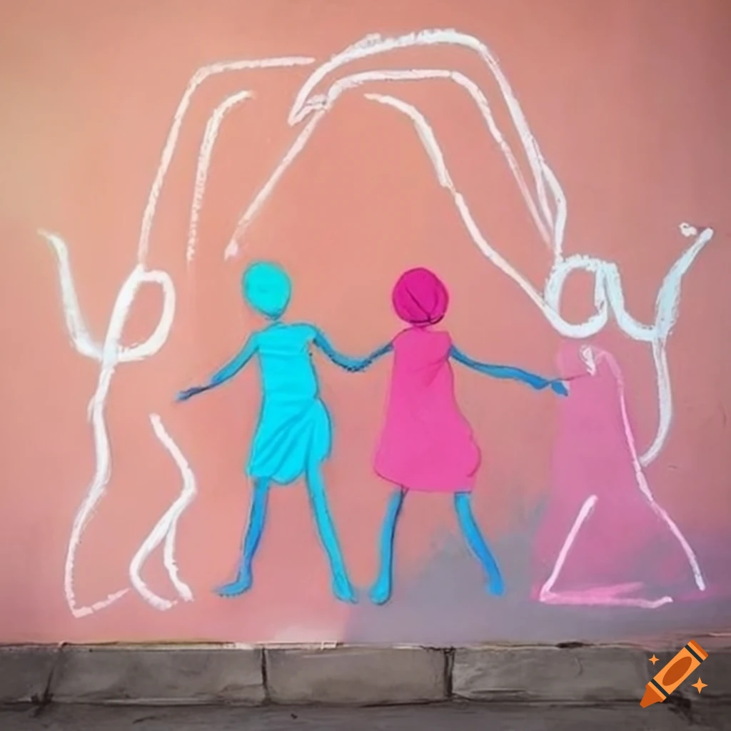 Chalk mural depicting friendship on Craiyon