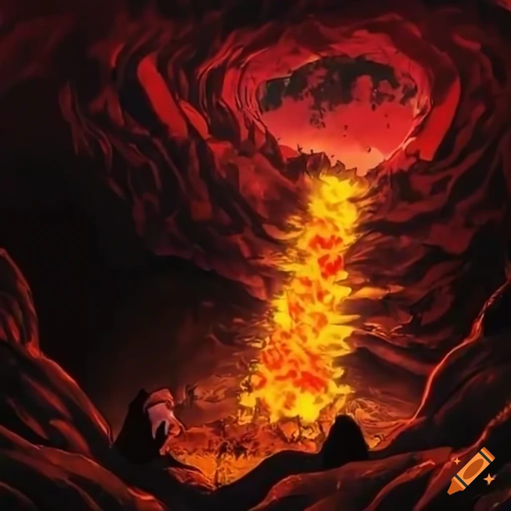 Jujutsu kaisen style volcanic scene on Craiyon