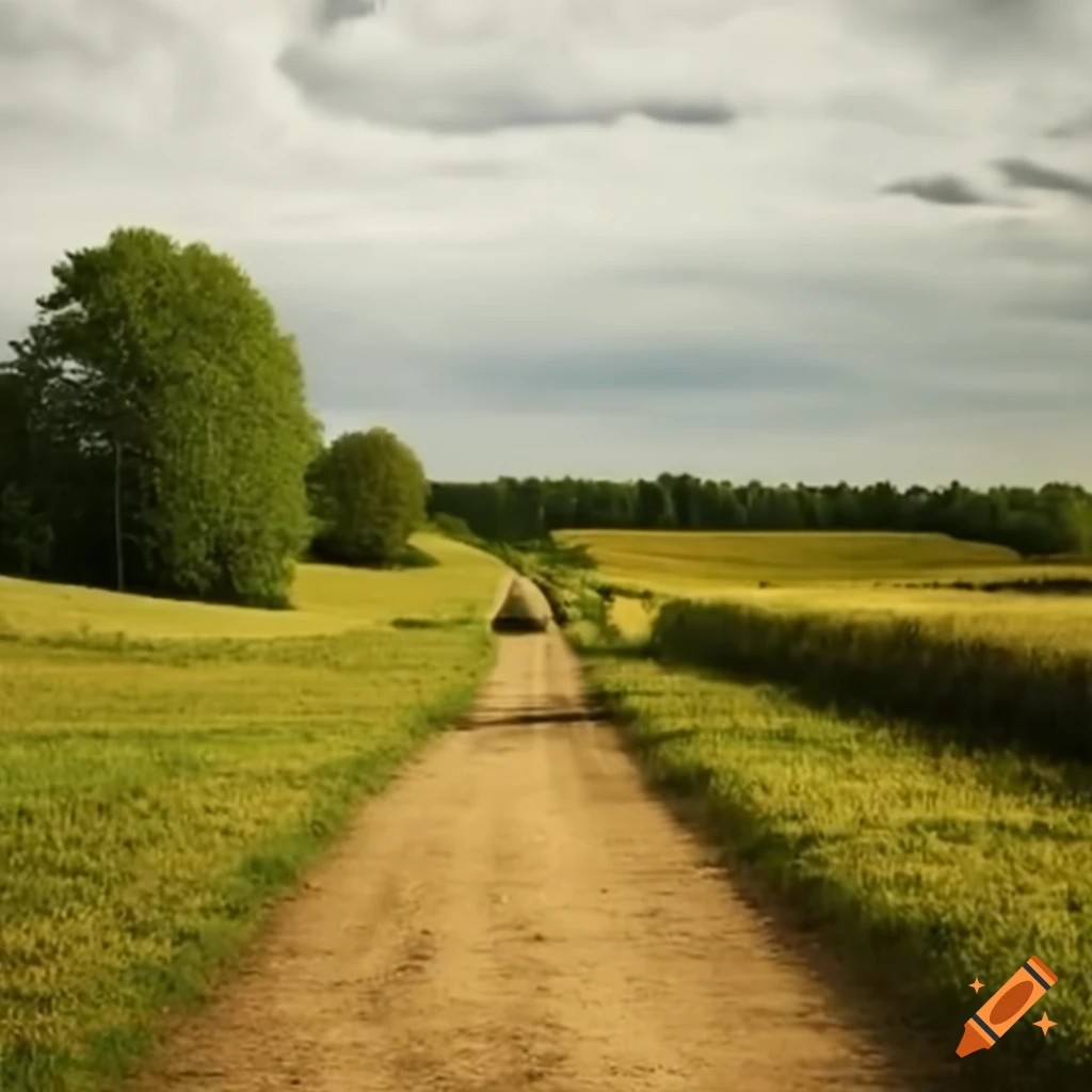 Detailed vintage drawing of a peaceful countryside field on Craiyon