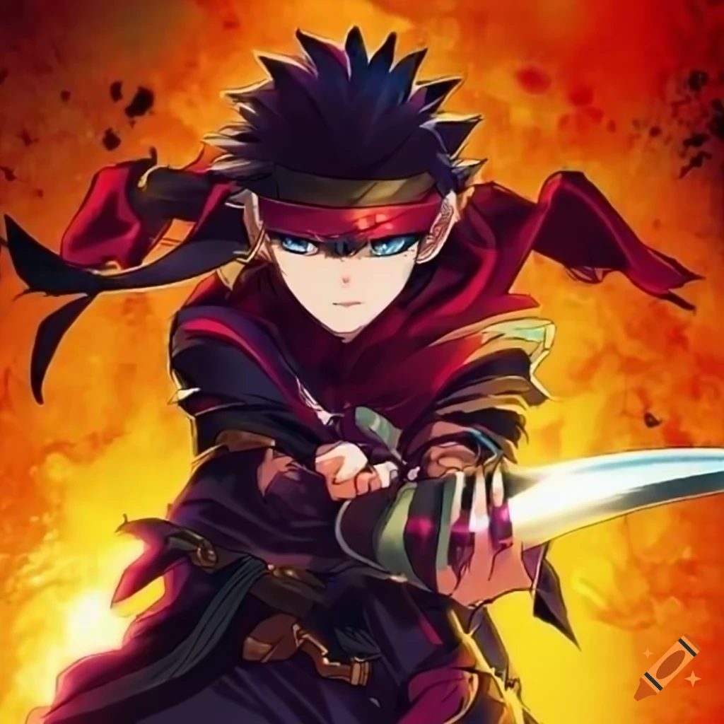 An anime character engaged in a battle on Craiyon