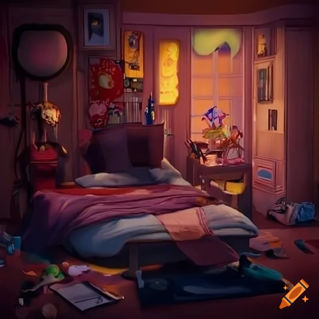 Family guy style animation of a living room on Craiyon