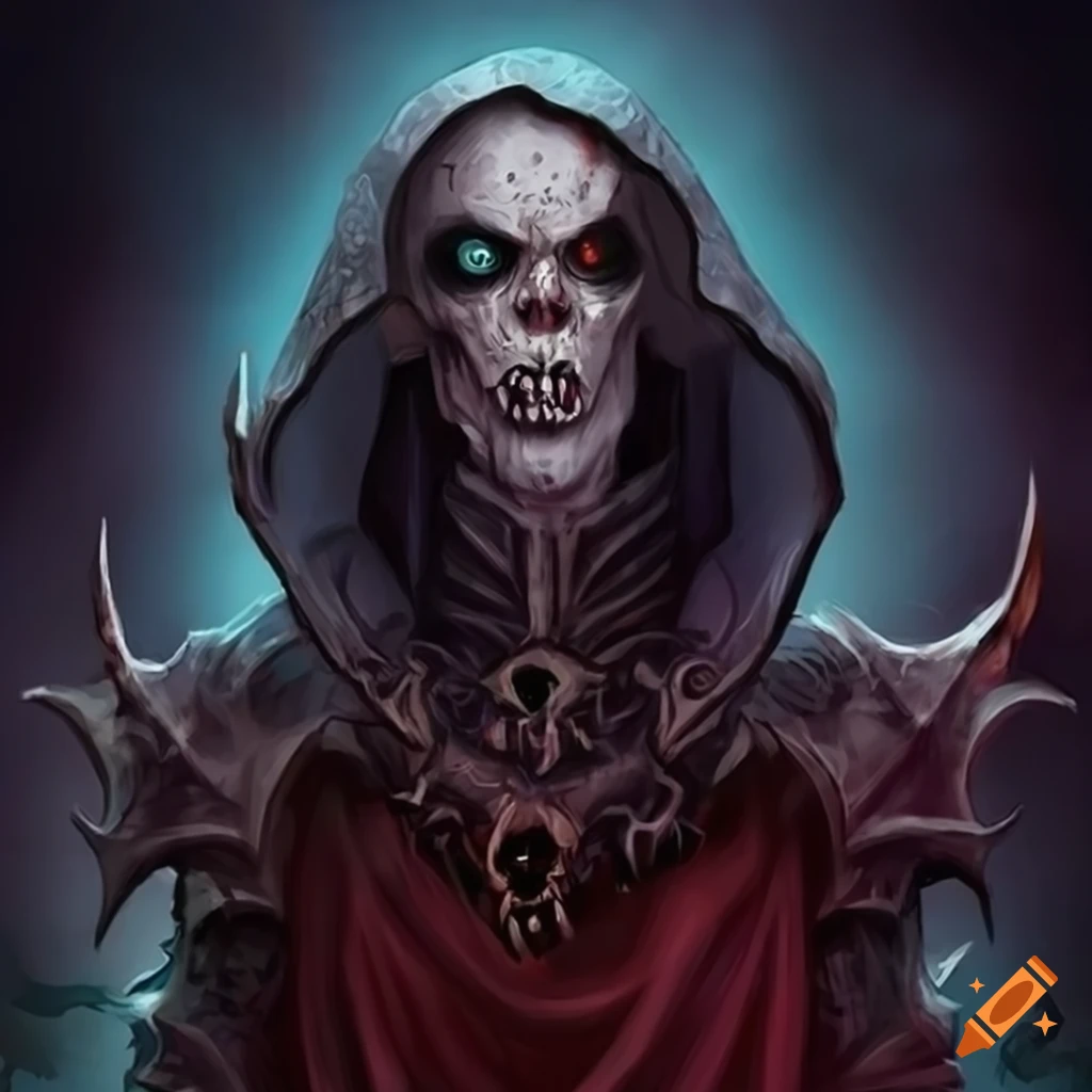 Digital artwork of an evil necromancer on Craiyon