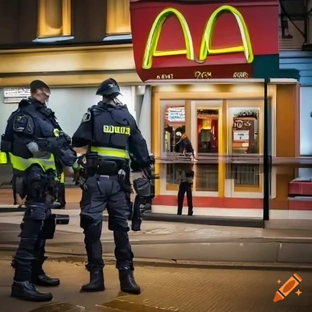 Police raid at McDonald's in Hungary on Craiyon