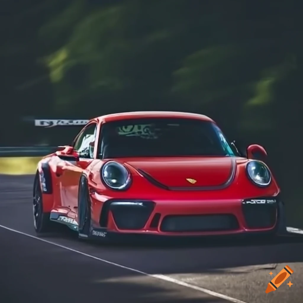 Porsche 911 gt3 rs racing on Nurburgring on Craiyon