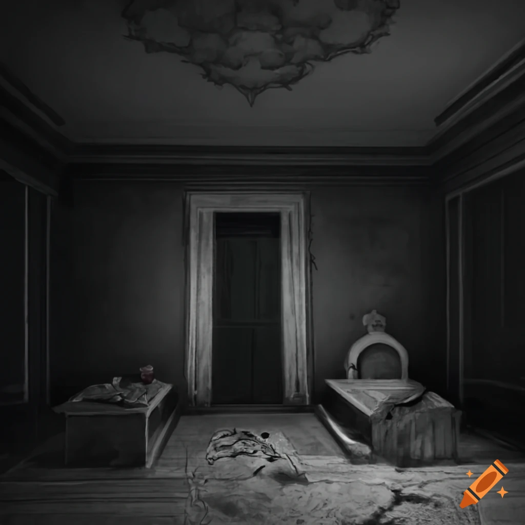 Depressing room with a grave on Craiyon