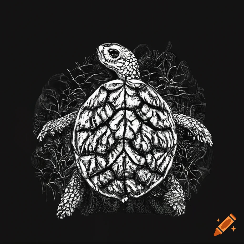 Turtle with a tree growing out of its shell on Craiyon