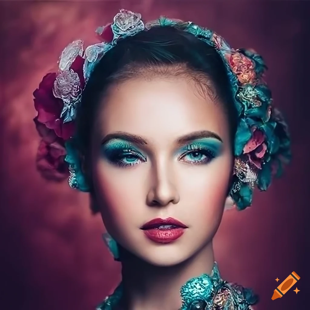 Portrait of a young goddess with intense gaze on Craiyon