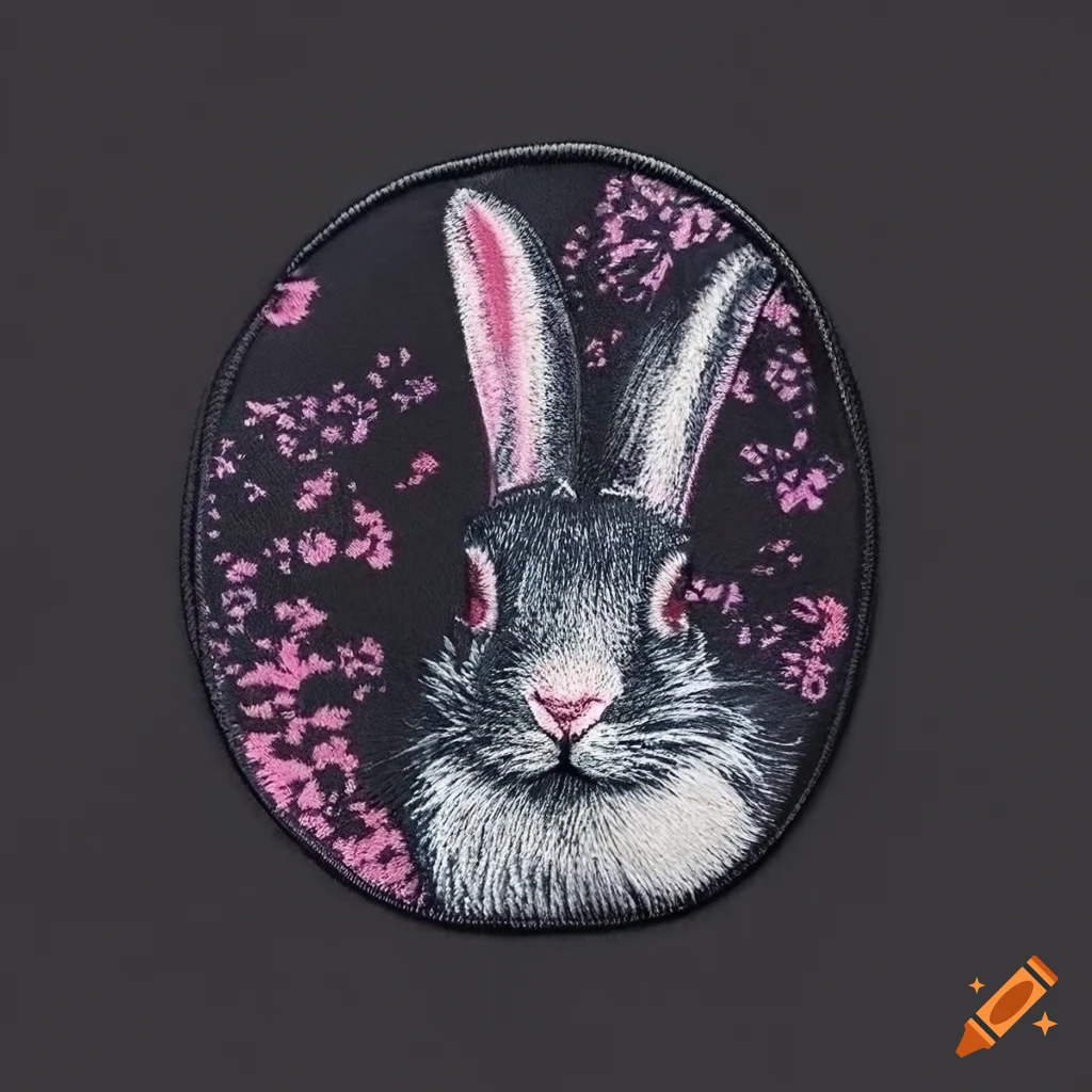 Embroidery patch of a cute rabbit design on Craiyon
