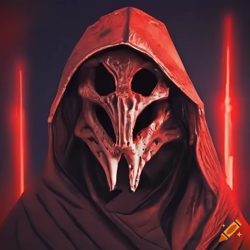 Sith with tyrannosaurus skull mask on Craiyon
