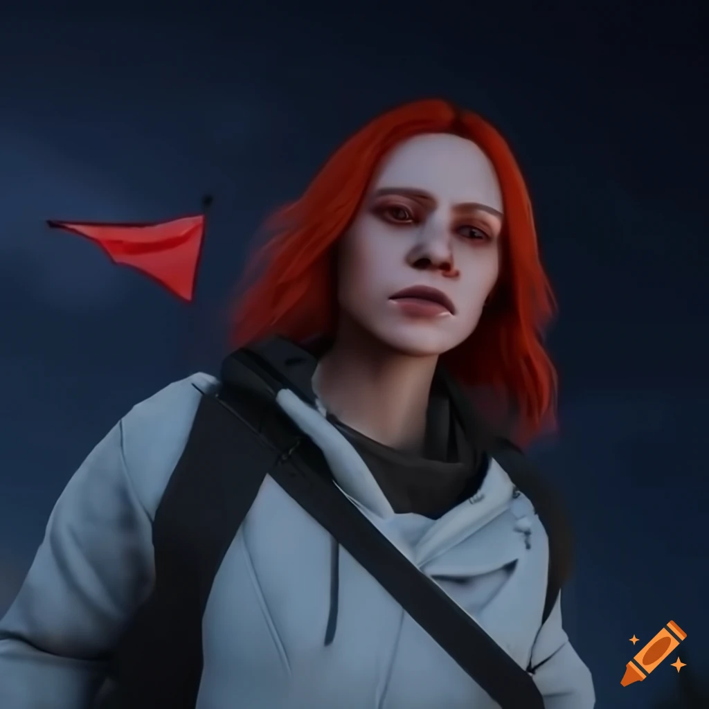 Portrait Of A Red haired Sci fi Elf With Italian Flag In A Futuristic portrait-of-a-red-haired-sci-fi-elf-with-italian-flag-in-a-futuristic