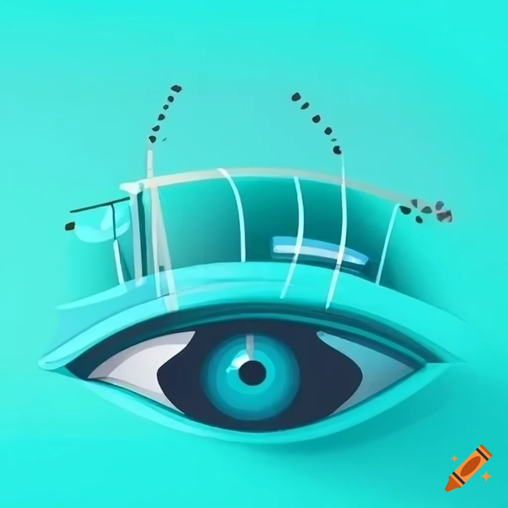 Cartoony illustration of a laser eye machine on Craiyon